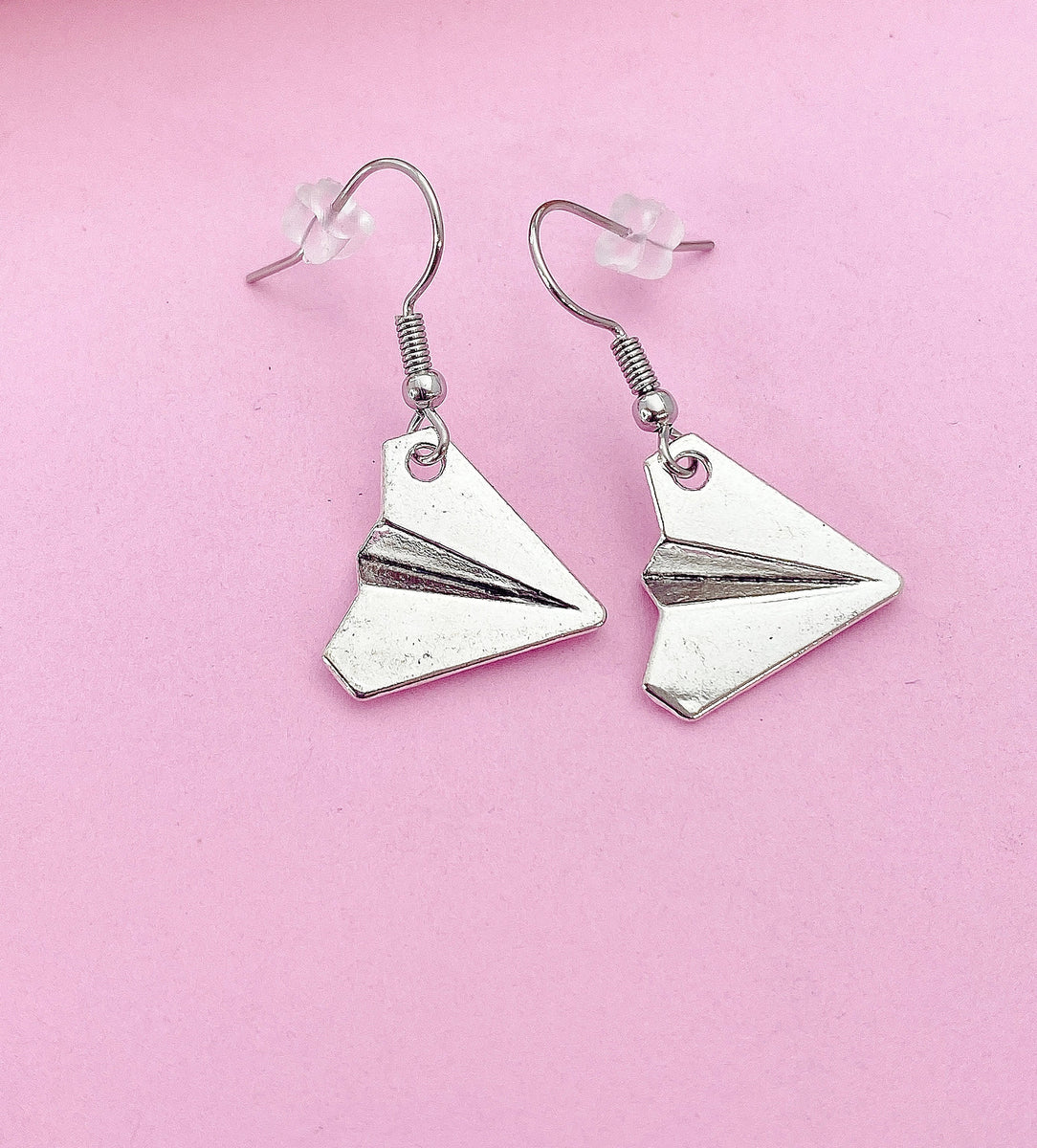Silver Paper Airplane Earrings, Paper Airplane Charm, Paper Plane Jewe ...