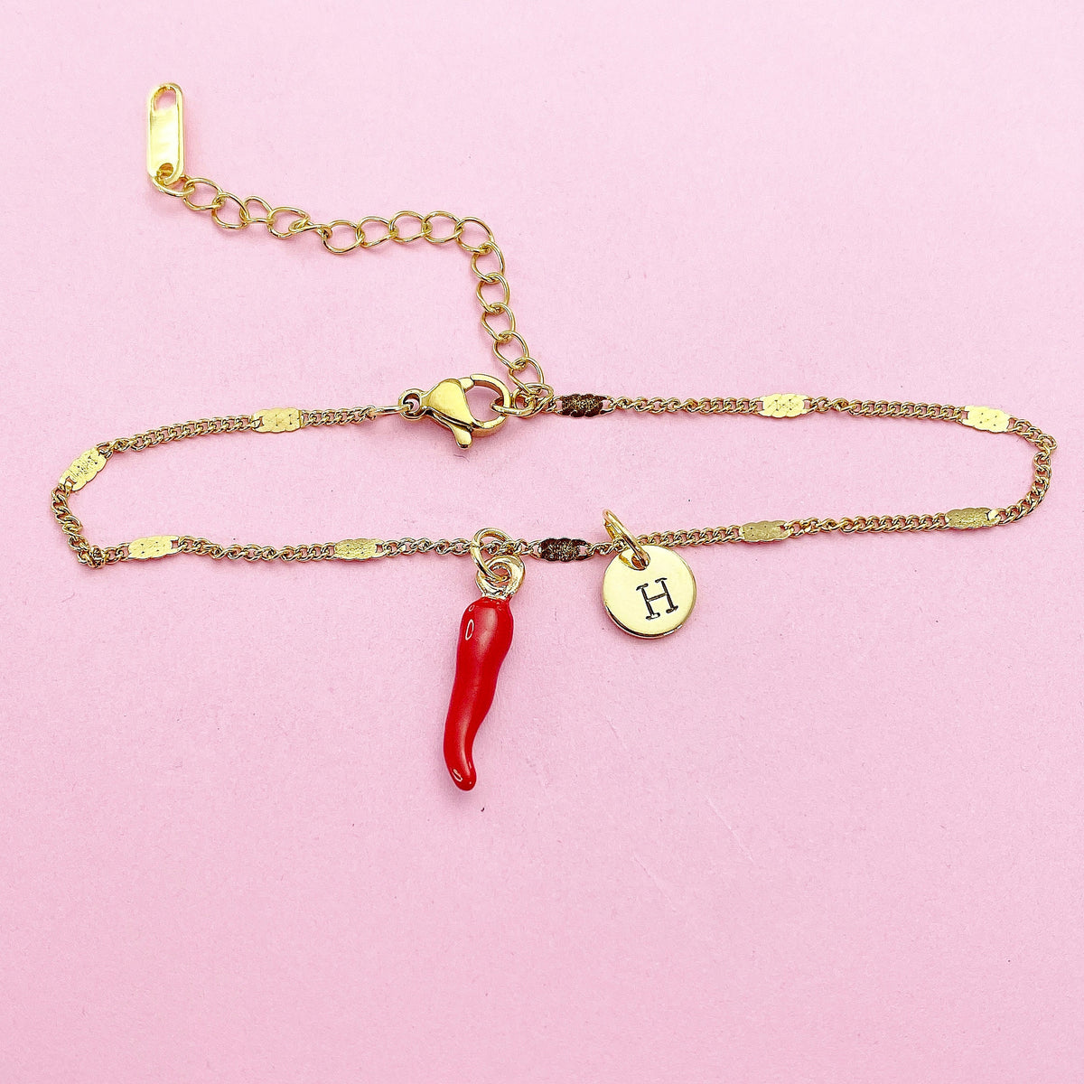 Gold Red Hot Chili Pepper Charm Bracelet, N1697D – Lebua Jewelry®