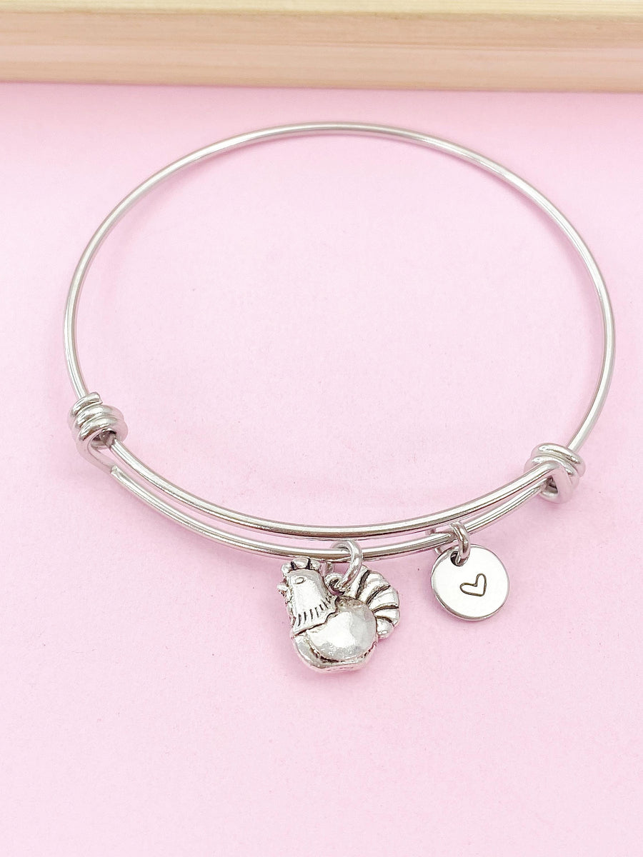 Chicken Charm Silver Bracelet, B310B – Lebua Jewelry®